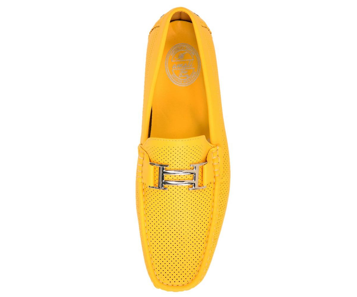 Men's Yellow Perforated Smooth Driving Moccasin/Loafers Shoes – Suit Studio